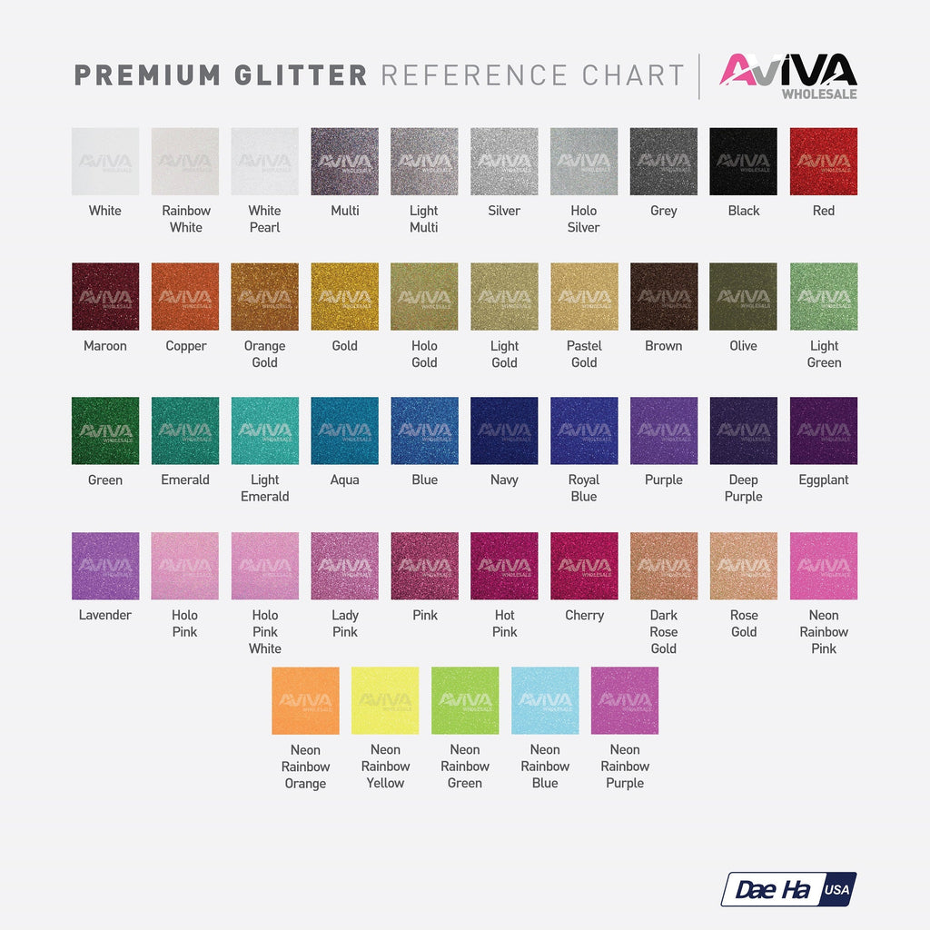 Ultra Flex Glitter Regular Colors 20” wide Heat TRANSFER Vinyl for T-S ...